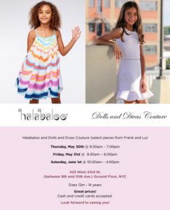 Halabaloo + Dolls & Divas Couture Clothing NY Sample Sale